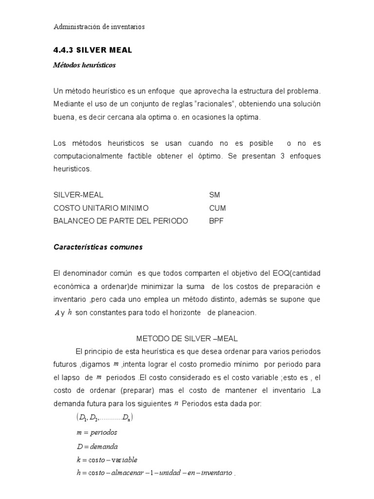 Silver & Meal | PDF | Inventario | Science