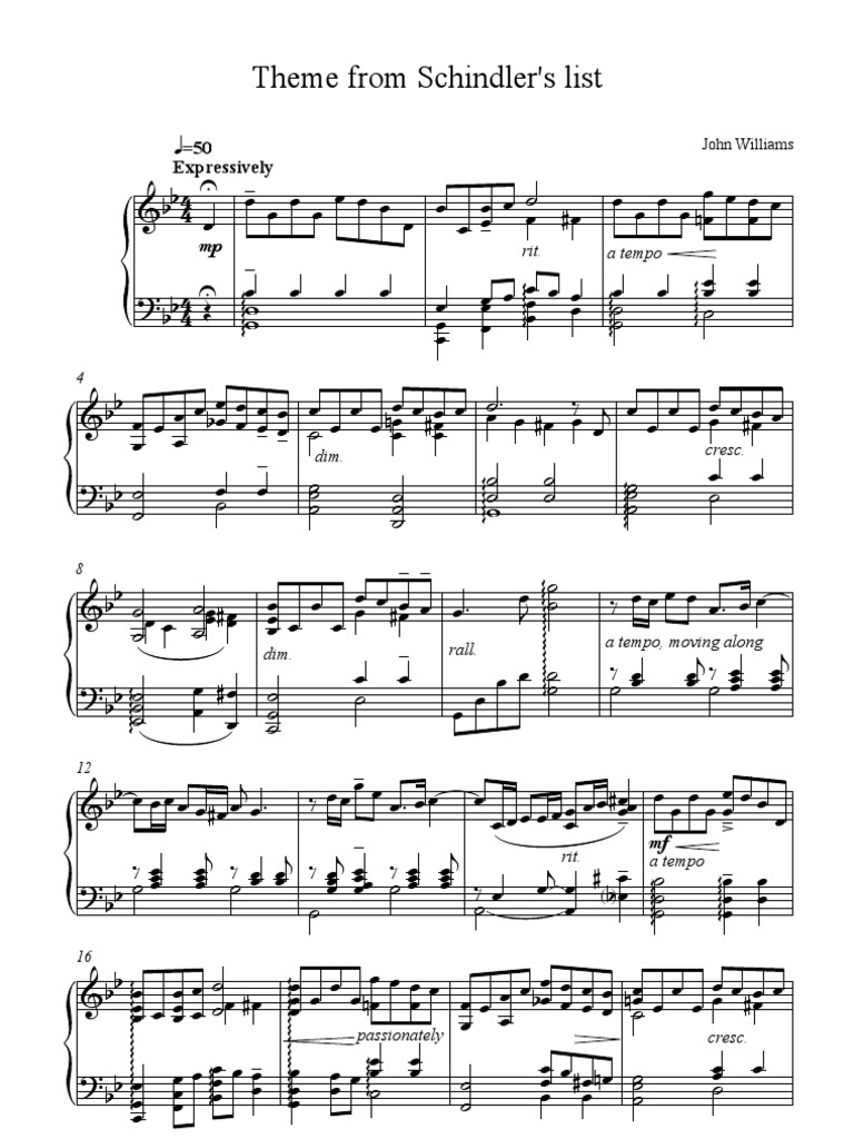 Schindler's List Piano Sheet Music | PDF