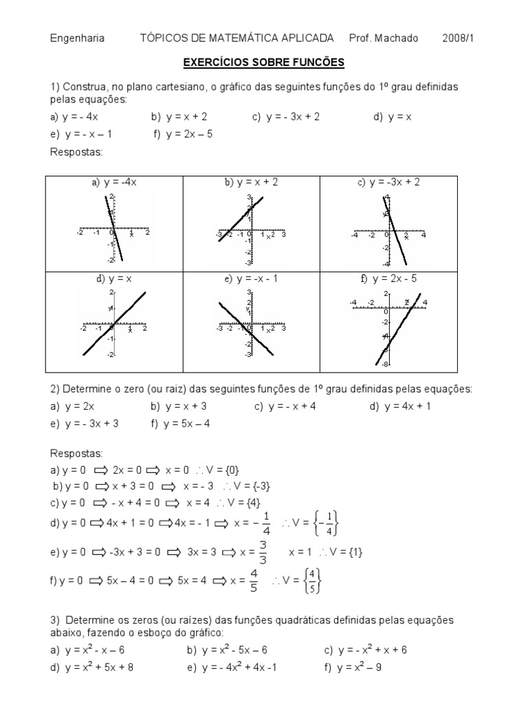 Exercícios Resolvidos de Funções | Radioatividade | Função (Matemática)