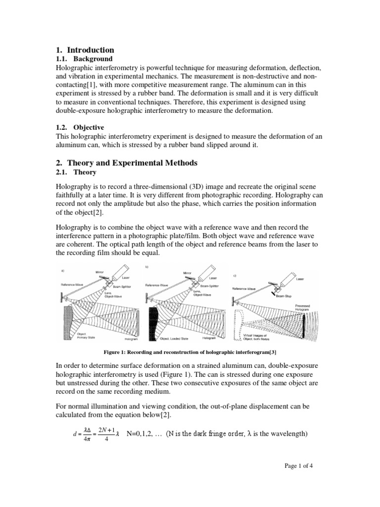 Lab Report For Optical Measurement PDF | PDF | Holography | Interferometry
