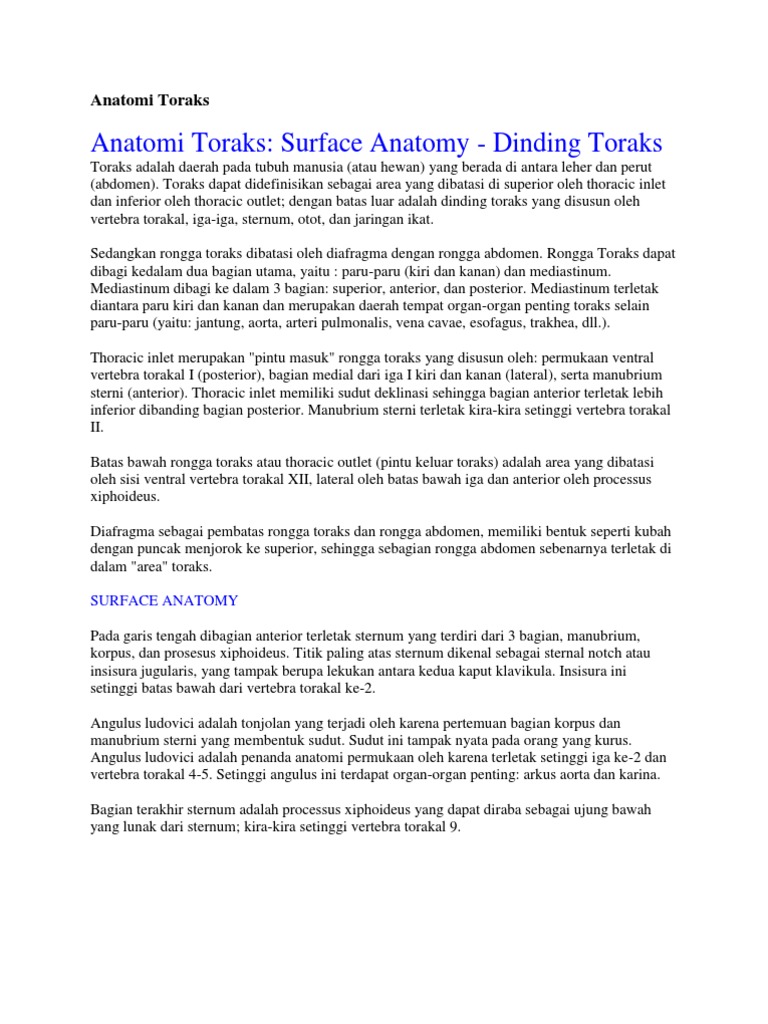 Anatomi Toraks | PDF | Sains & Matematika