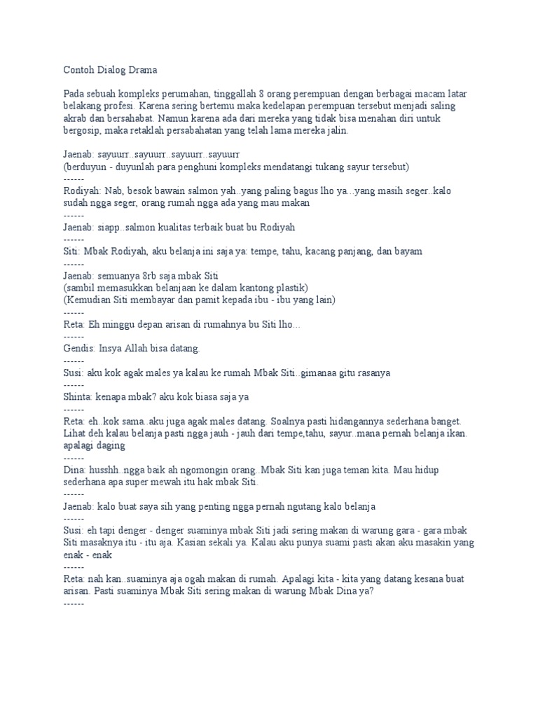Contoh Dialog Drama | PDF