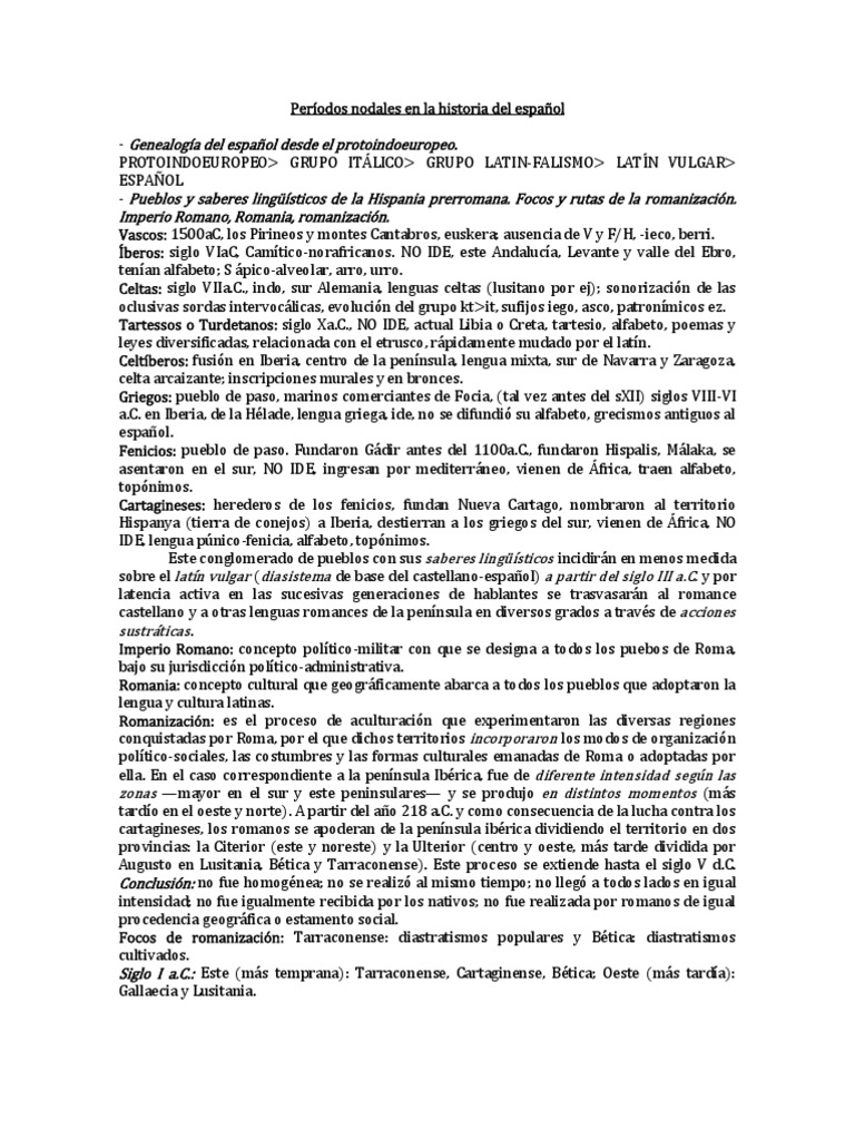 Resúmen Historia de La Lengua Española | Descargar gratis PDF | Lengua ...