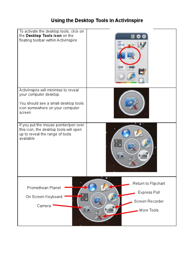 Using Desktop Tools in Activinspire | PDF