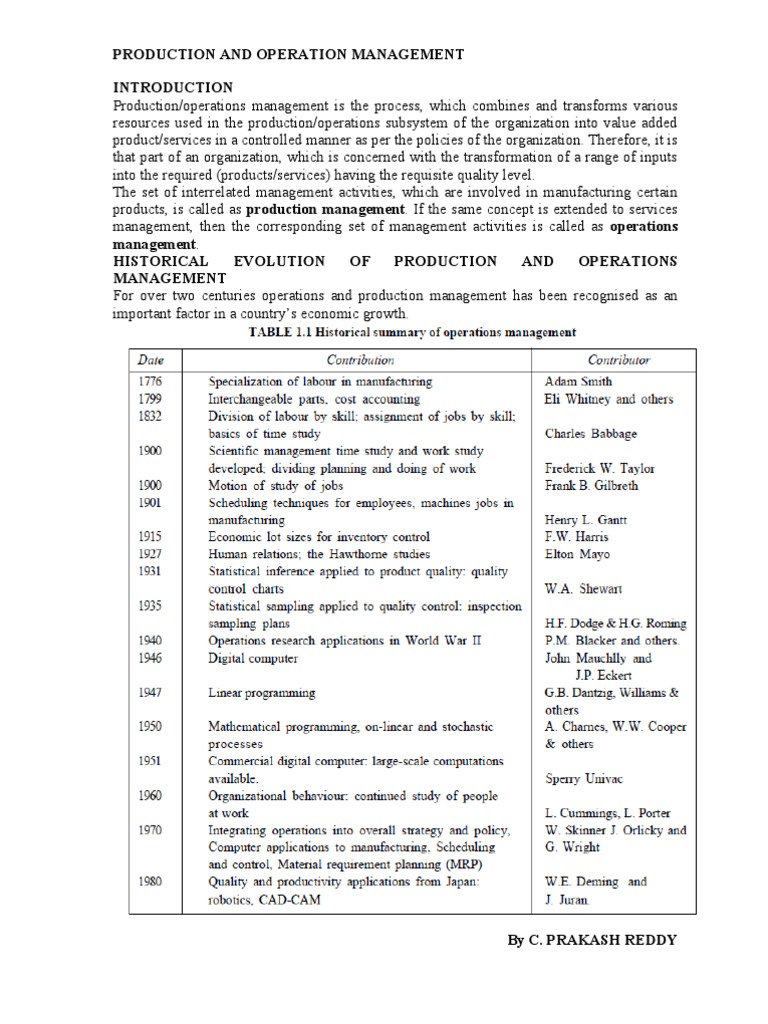 Scope of Production and Operations Management | PDF | Operations Management | Inventory