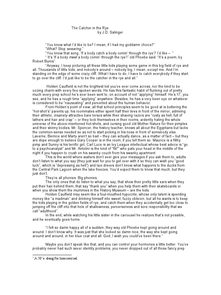 The Catcher in The Rye - Review | PDF