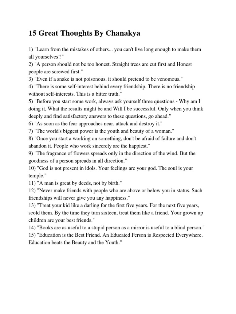 15 Insightful Quotes by Chanakya | PDF | Wellness