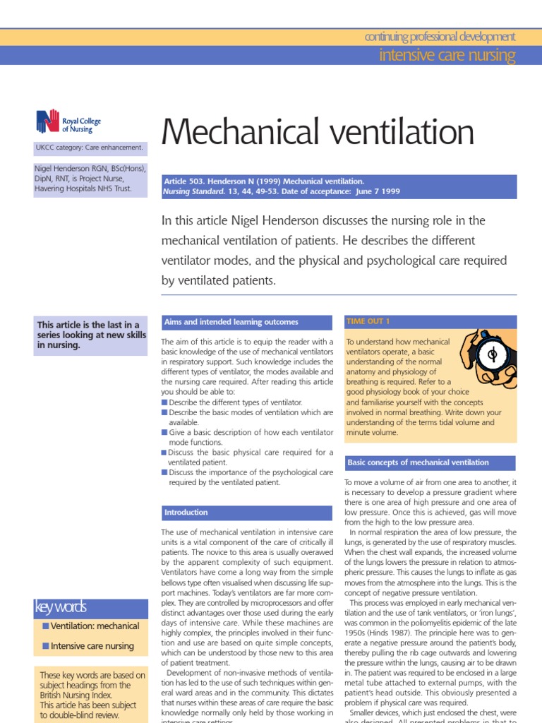 Mechanical Ventilation | PDF | Breathing | Respiratory System