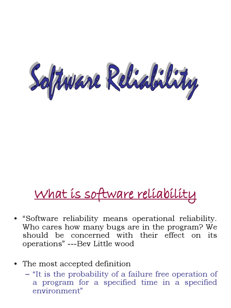 Software Reliability | PDF | Software Quality | Failure