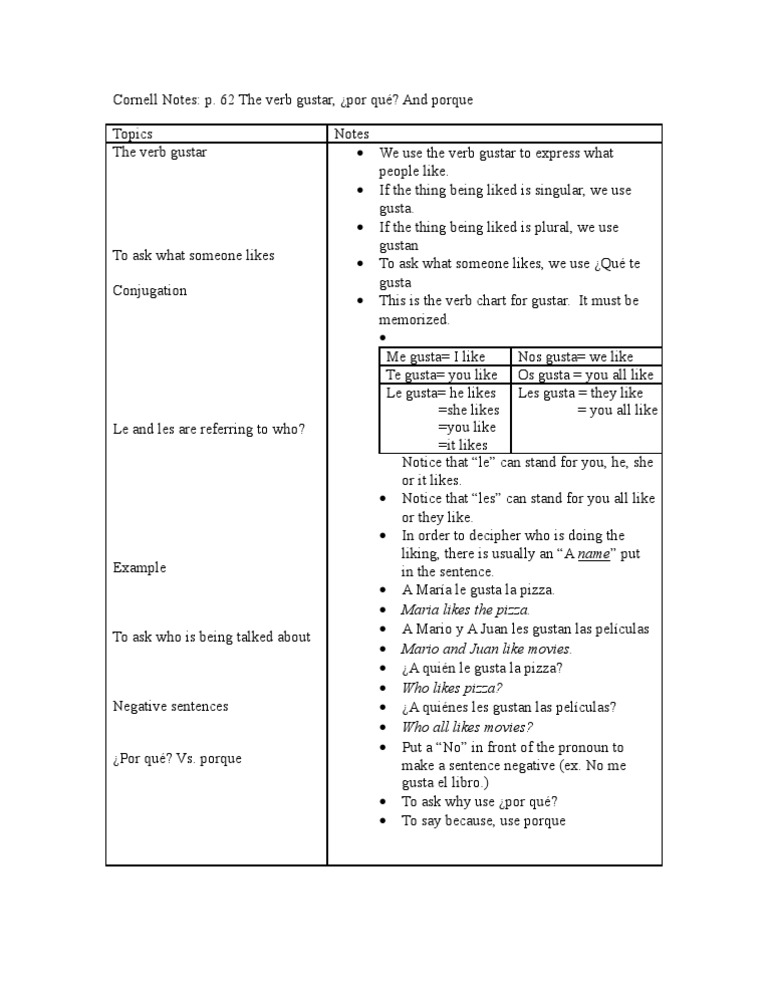 Spanish Gustar & Porque Guide | PDF | Language Mechanics | Philology