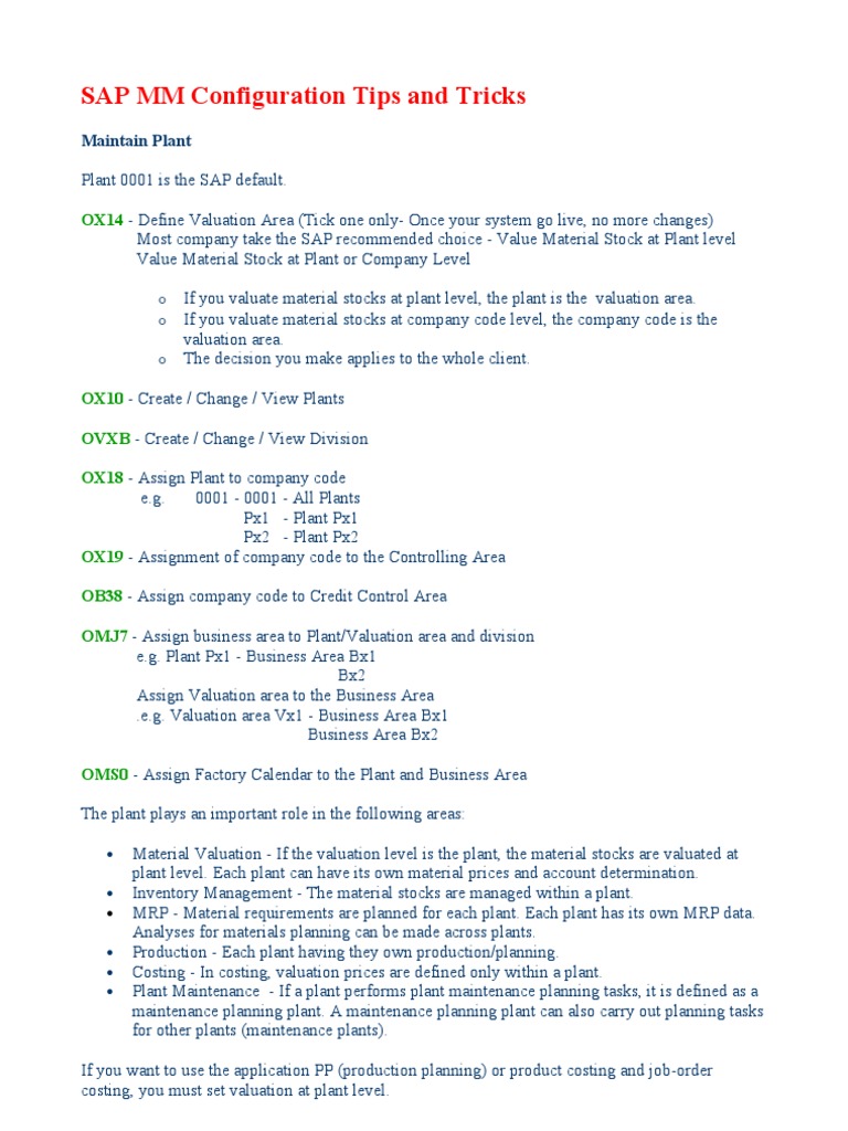 Configuration Tips and Tricks for SAP MM Material Master and Valuation ...