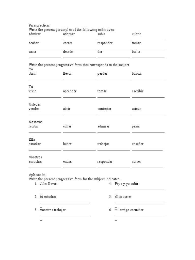 Progressive Worksheet | PDF | Language Mechanics | Semantics