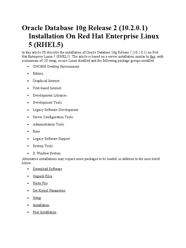10g Install in Linux 5 | PDF | Oracle Database | Linux