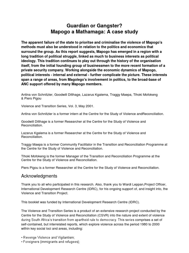 Mapogo A Mathemaga | PDF | Apartheid | Violence