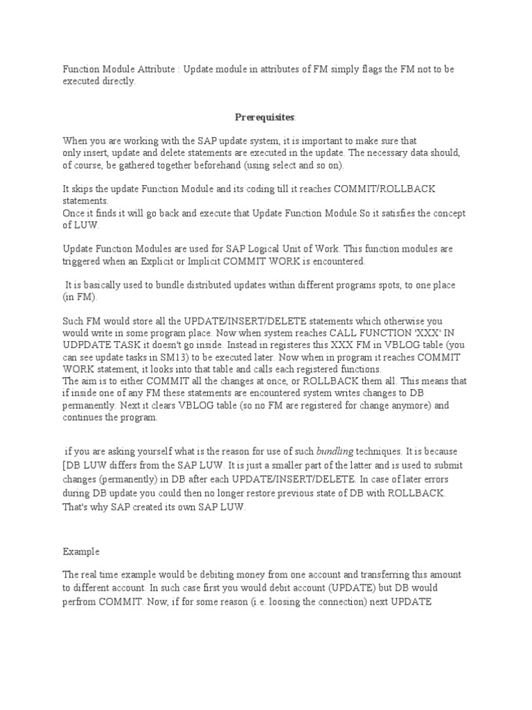 Understanding SAP Update Function Modules | PDF | Database Transaction ...