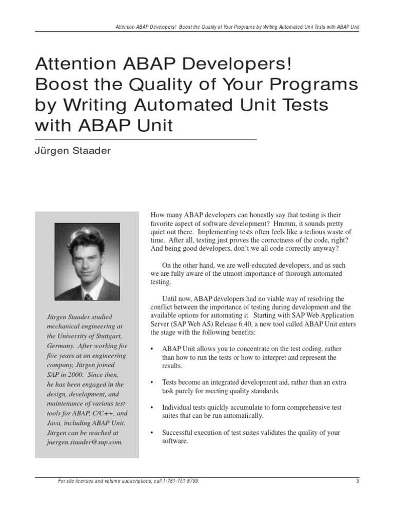Attention ABAP Developers! Boost The Quality of Your Programs by ... Attention ABAP Developers! Boost The Quality of Your Programs by ...