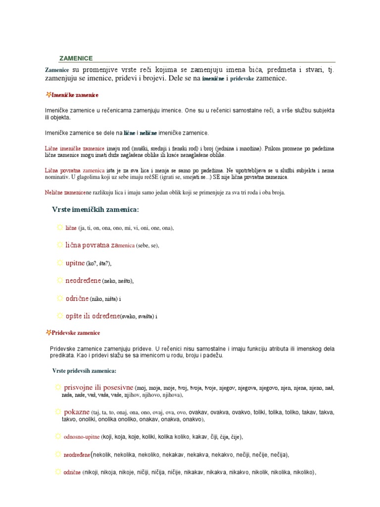 Zamenice 1 | PDF