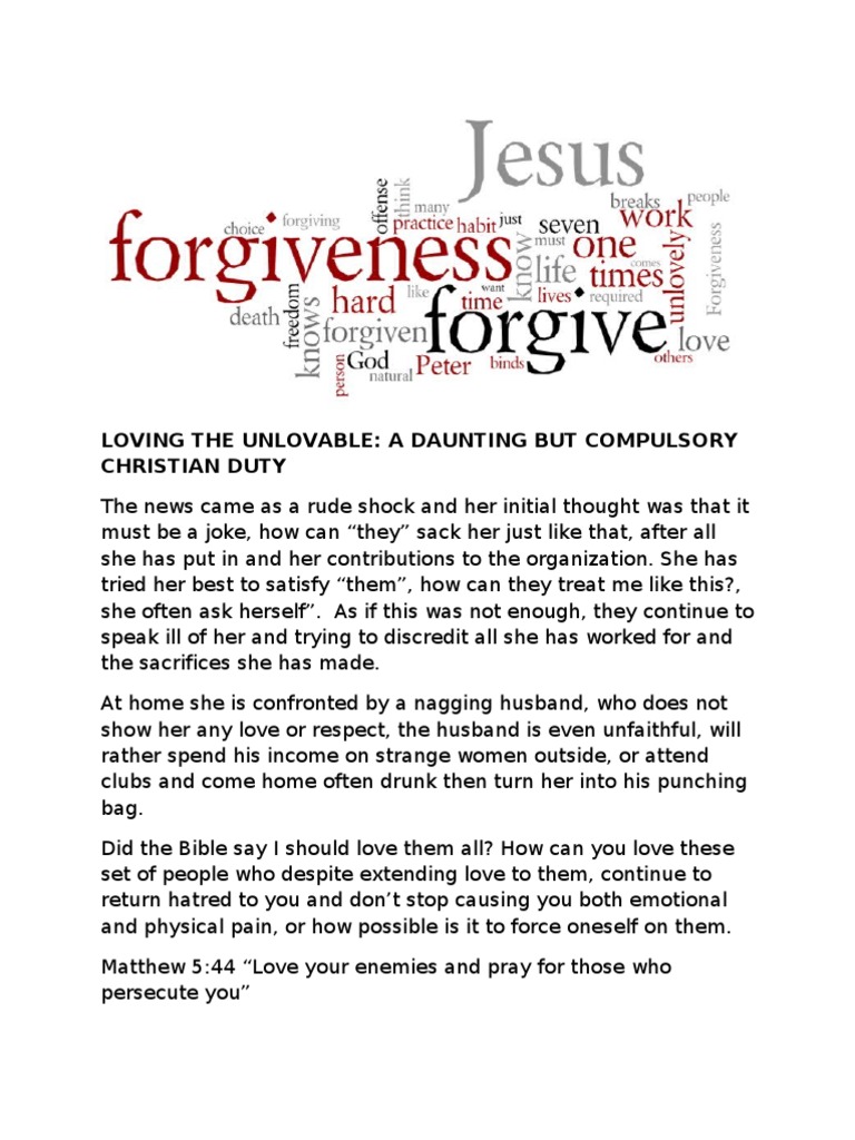 Loving the Unlovable: A Christian Duty | PDF | Hatred | Forgiveness