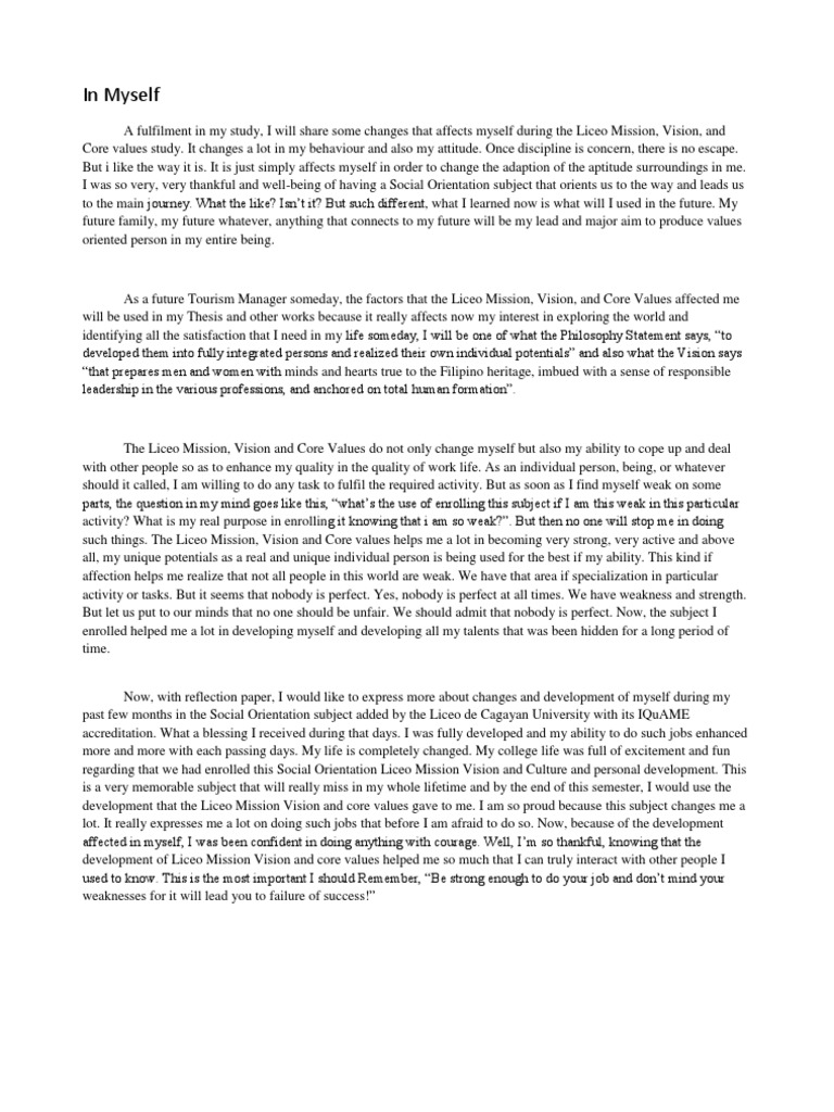 Social Orientation Reflection | PDF | Value (Ethics) | Well Being