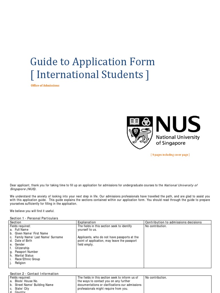 NUS Application Guide Cat D | PDF | University And College Admission ...