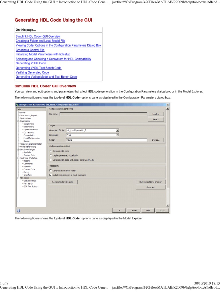Generating Hdl Code Using The Gui Introduction To Hdl Code Pdf Hardware Description 5797