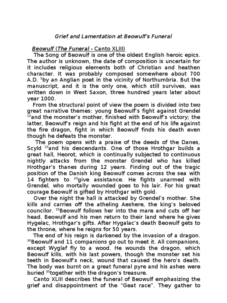 Beowulf's Funeral: Grief and Honor | PDF | Beowulf | English Heroic Legends