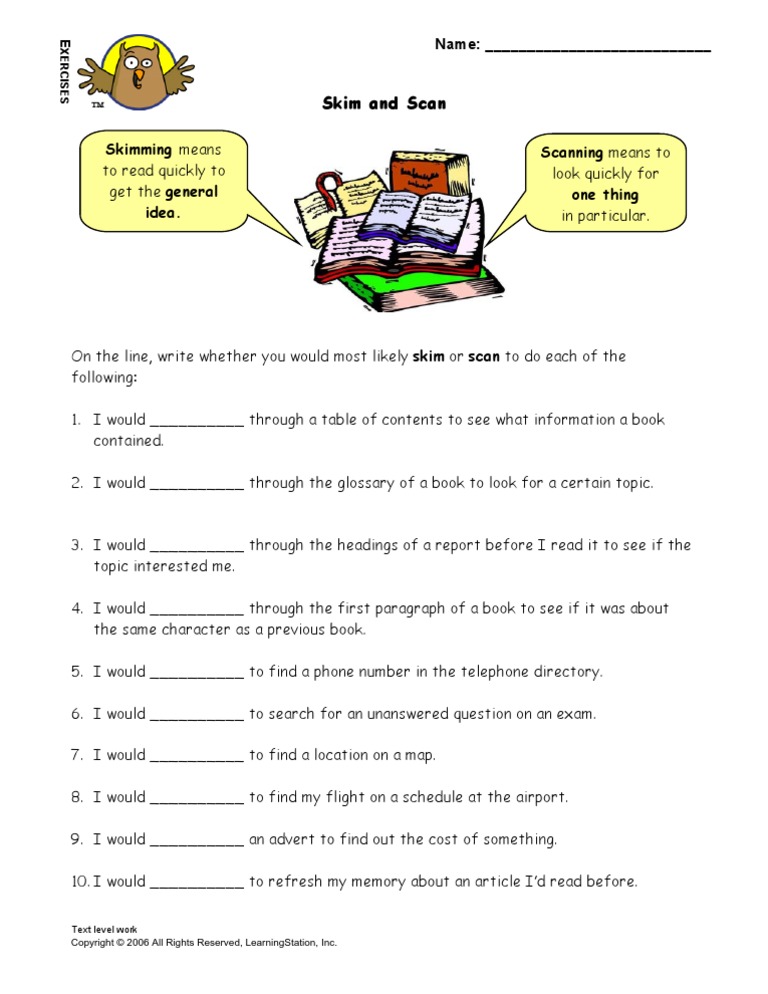 Skimming and Scanning Exercise | PDF
