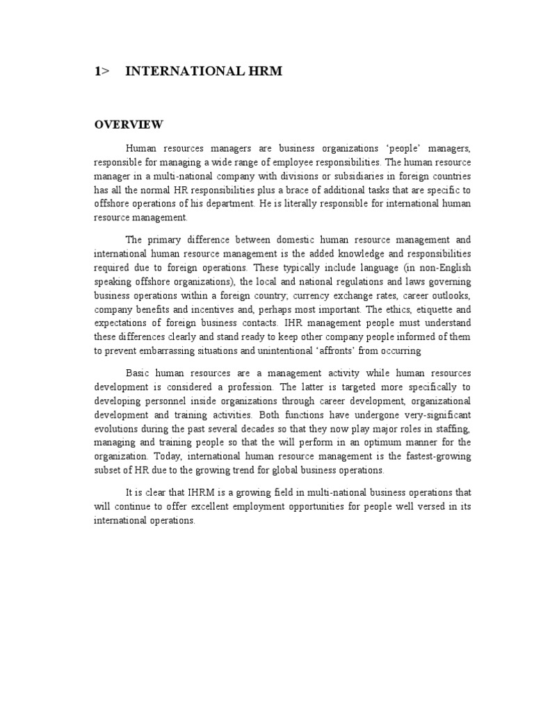 IHRM Assignment | PDF | Performance Appraisal | Human Resource Management