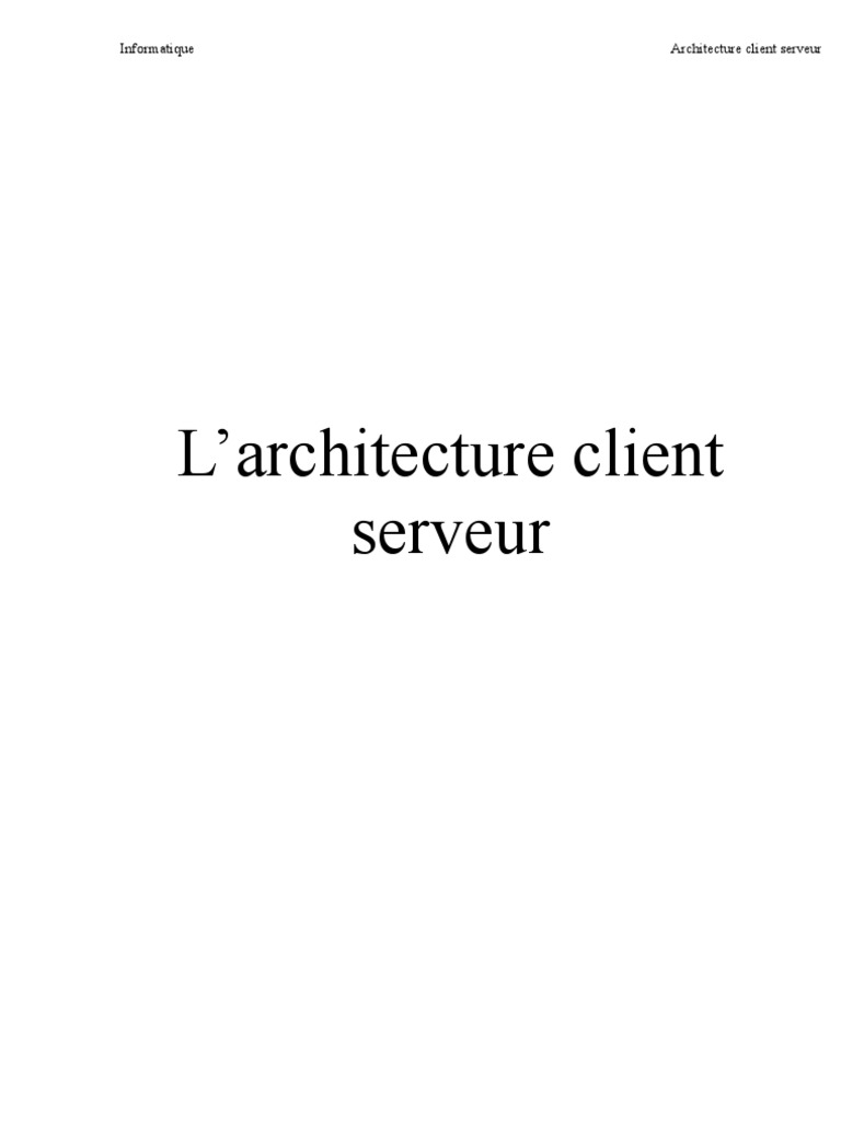 Architecture Client-Serveur PDF | PDF