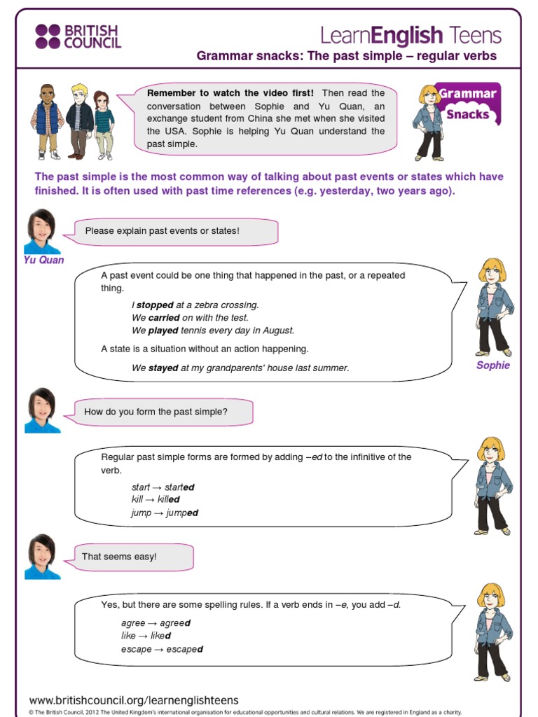 Gs Past Simple - Regular Verbs | PDF | Verb | Consonant