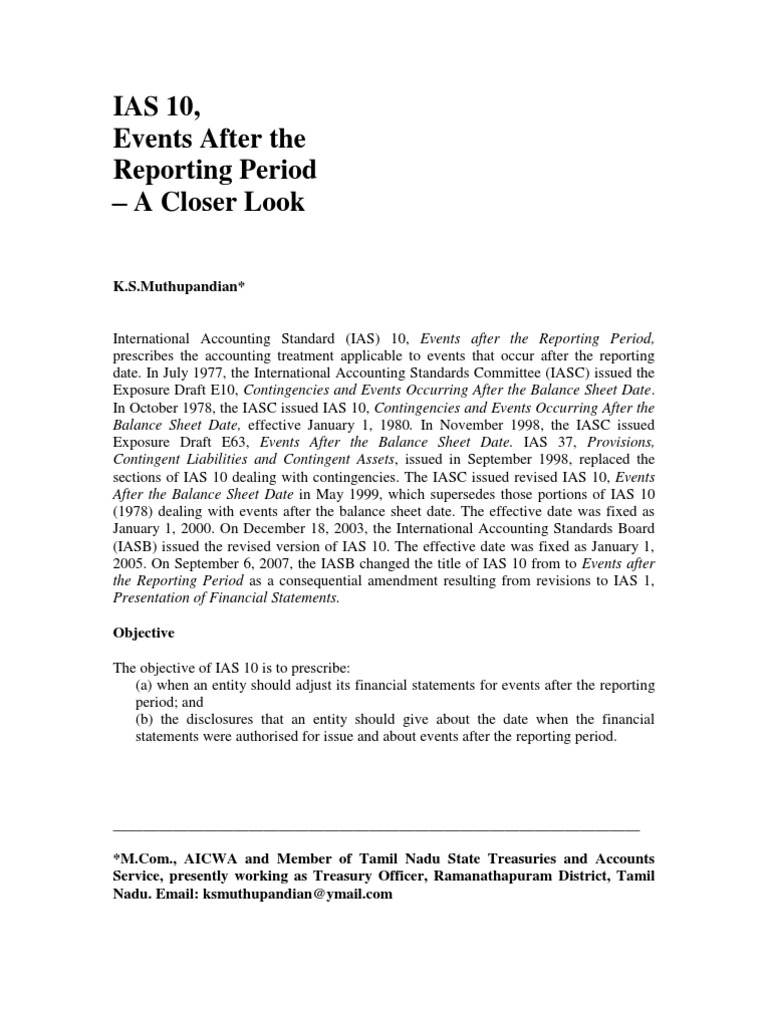 IAS 10: Events After Reporting Period | PDF | International Financial ...