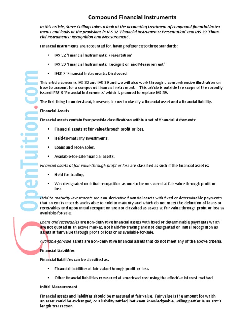 Compound Financial Instruments | PDF | International Financial ...