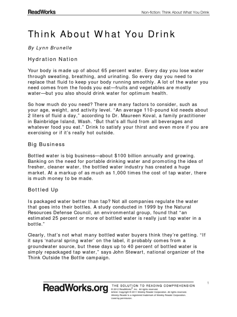 2013-3-11 - Thinkaboutwhatyoudrink | PDF | Bottled Water | Tap Water