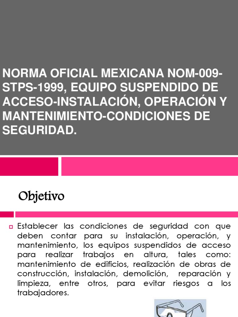 Norma Oficial Mexicana NOM-009-STPS-1999, Equipo Suspendido de | PDF ...