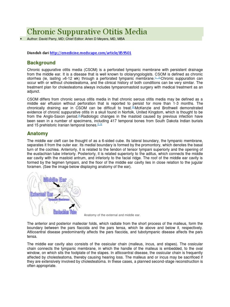 Chronic Suppurative Otitis Media | Ear | Meningitis