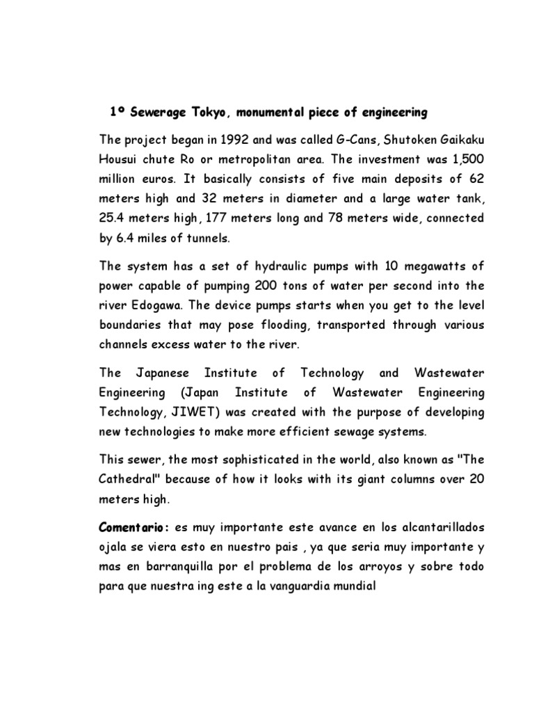 1º Sewerage Tokyo, Monumental Piece of Engineering | PDF | Sanitary ...