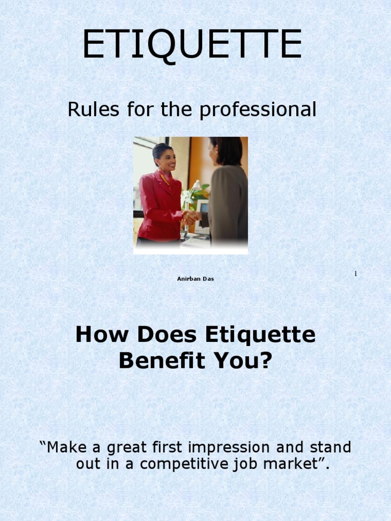 Etiquette: Rules For The Professional | PDF | Etiquette | Suit (Clothing)