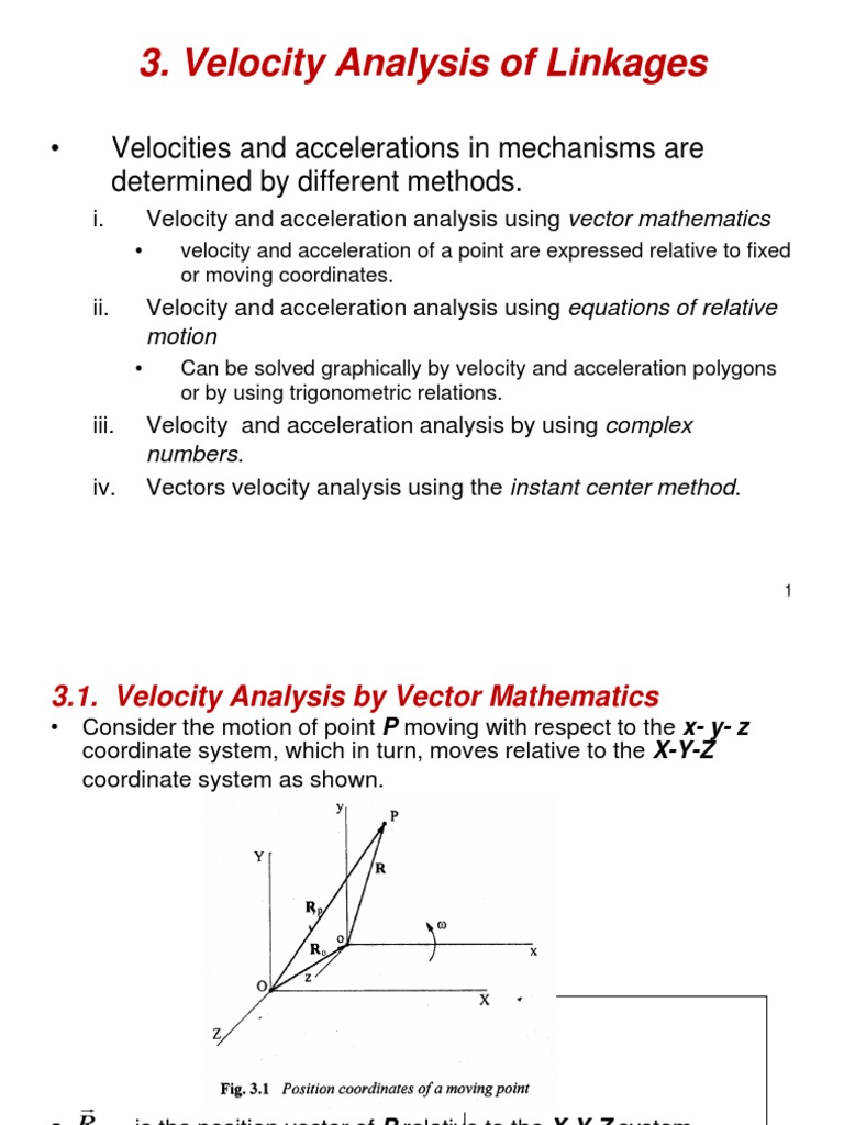 Velocity Analysis of Linkages | PDF | Velocity | Euclidean Vector