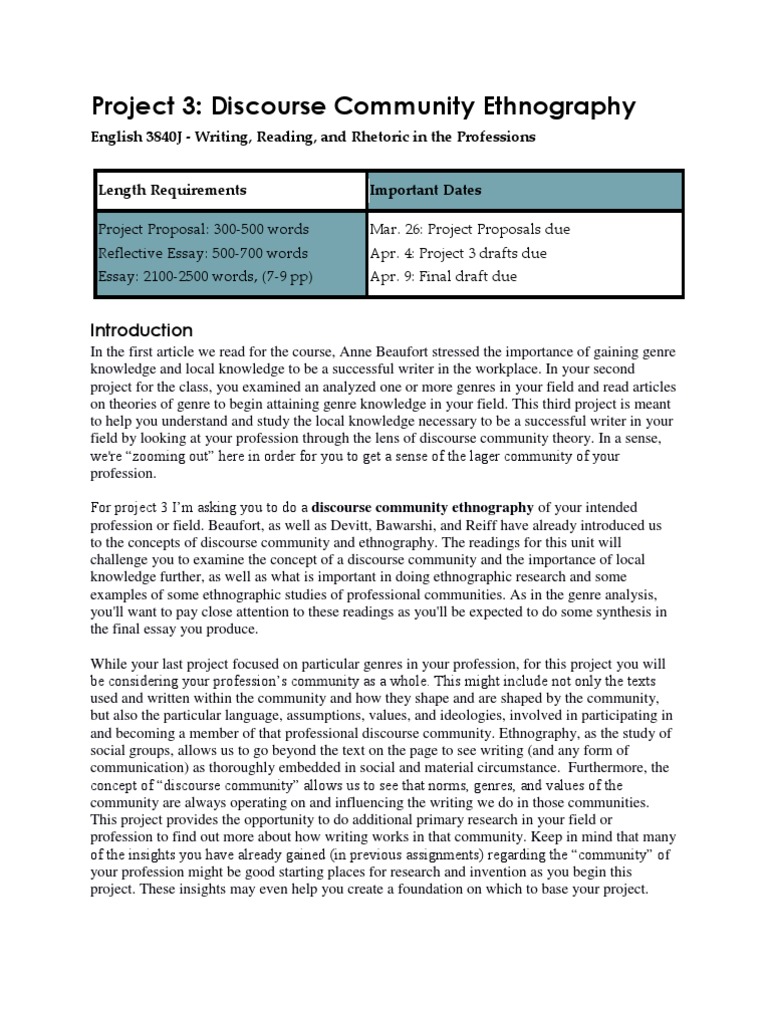 Discourse Community Ethnography | PDF | Field Research | Discourse