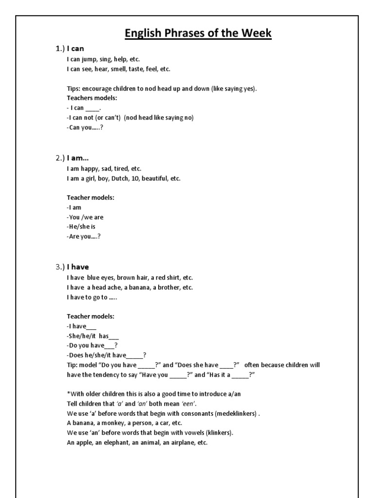 English Sentences of The Week | PDF | Languages | Language Arts ...