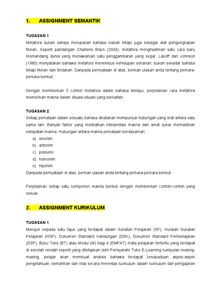 Tajuk Tajuk Assignment | PDF