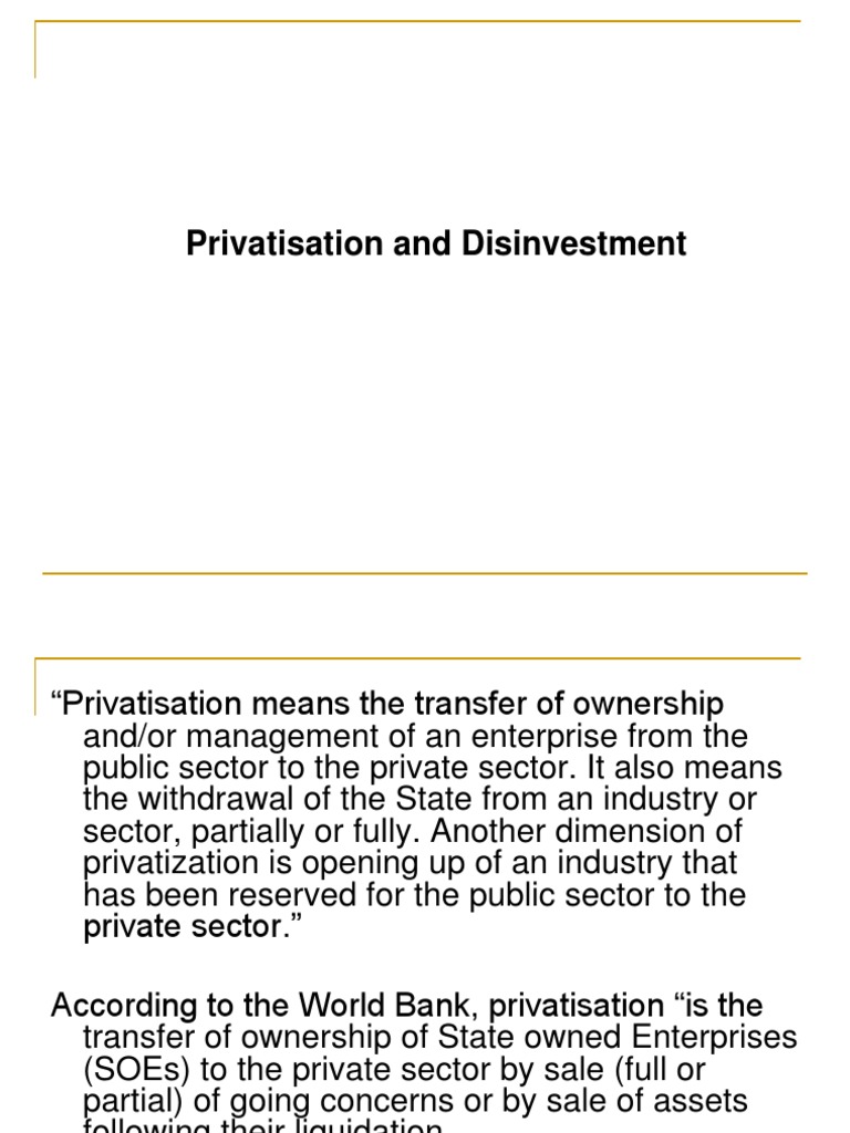 Privatization and Disinvestment: An Overview of Key Concepts, Rationale ...