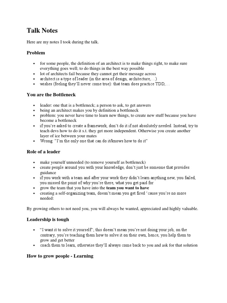 Talk Notes: Problem | PDF | Unit Testing | Motivation