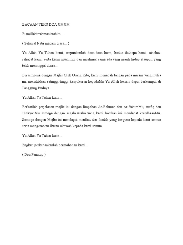 Bacaan Teks Doa Umum | PDF