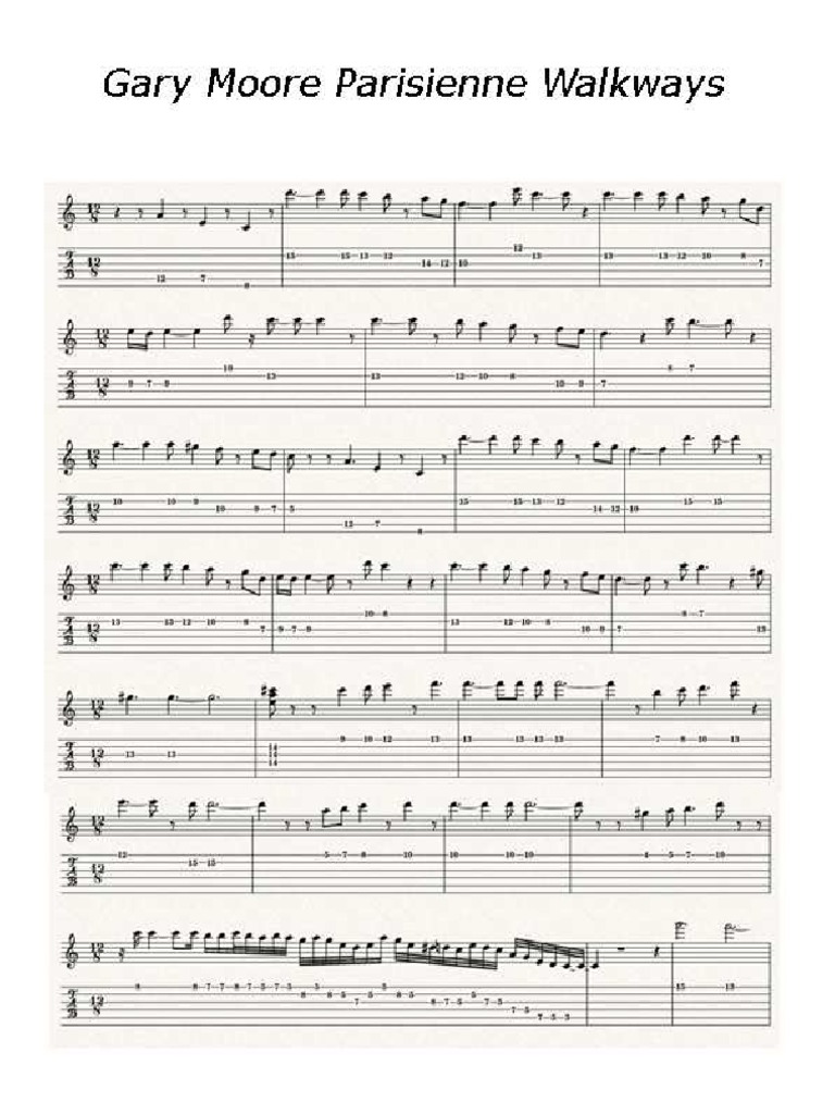 Gary Moore - Parisienne Walkways Sheet Music