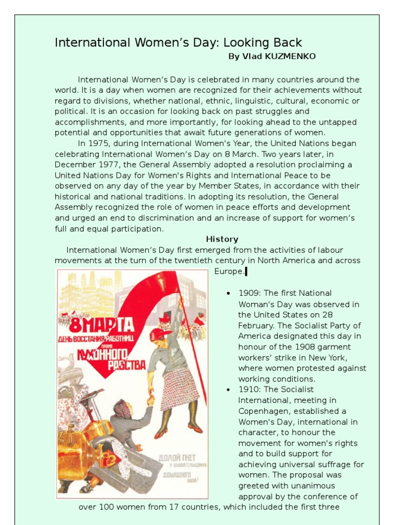 International Women's Day History | PDF | United Nations ...