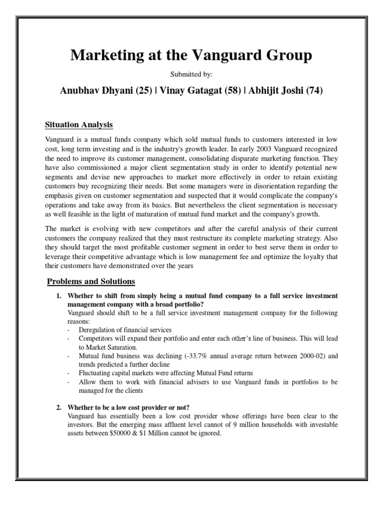 Vanguard Final PDF | PDF | Mutual Funds | Market Segmentation