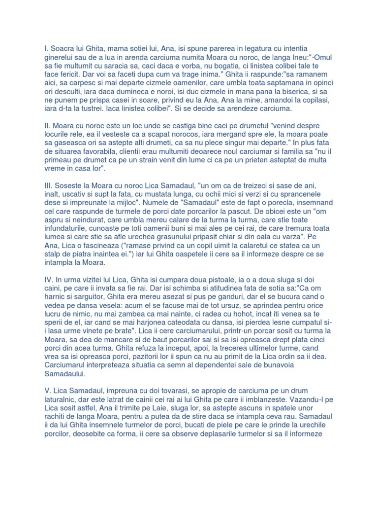 Moara Cu Noroc - Rezumat | PDF