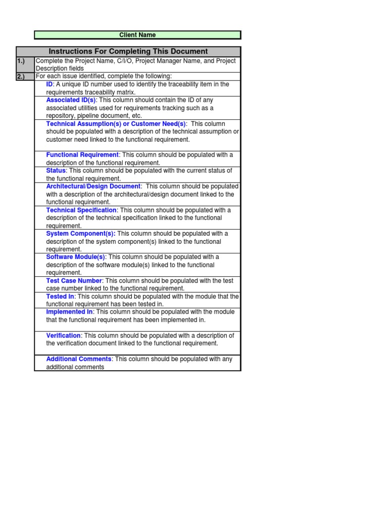 Requirements Traceability Matrix Template | PDF | Specification ...