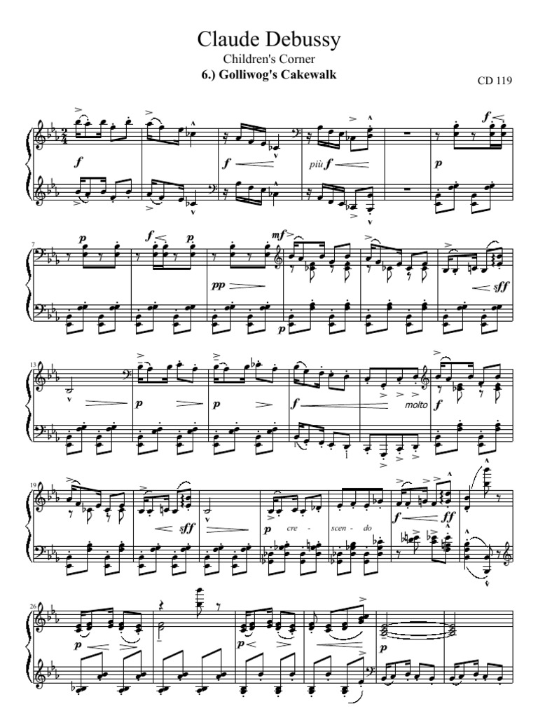 Golliwogs Cakewalk Claude Debussy | PDF